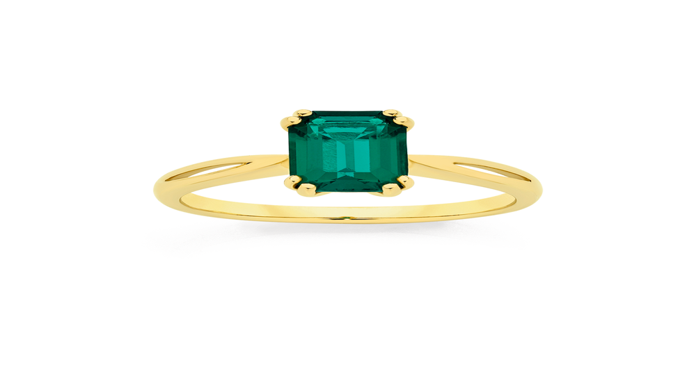 9ct Created Emerald Ring in Green | Goldmark (AU)