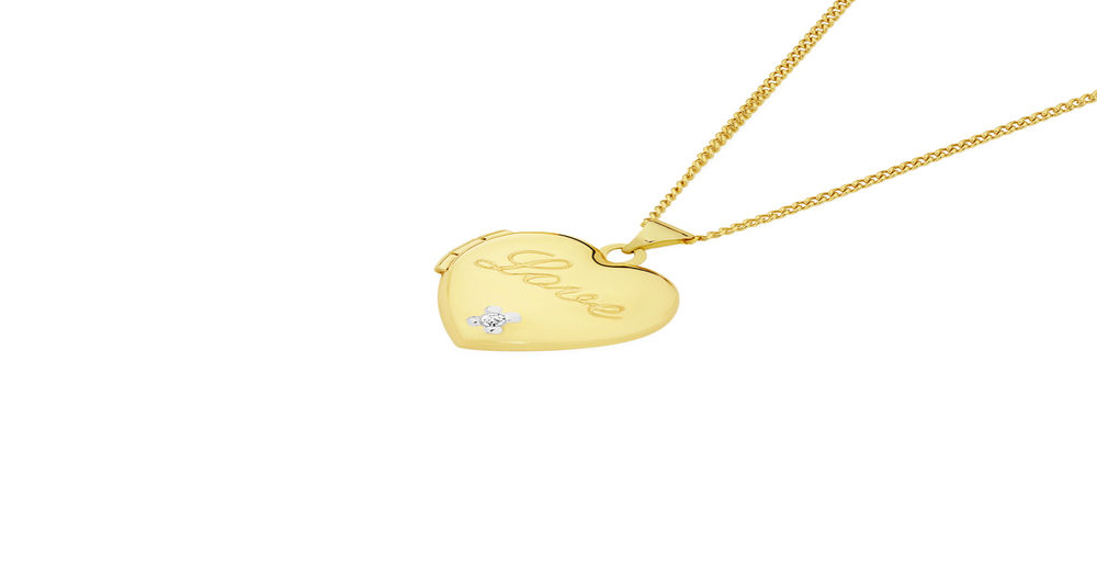 9ct Gold 12mm Diamond-set Love Heart Locket | Goldmark (AU)