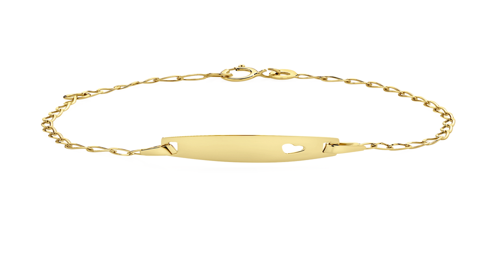 9ct Gold 14cm Curb Heart Cutout I.d. Bracelet | Goldmark (AU)