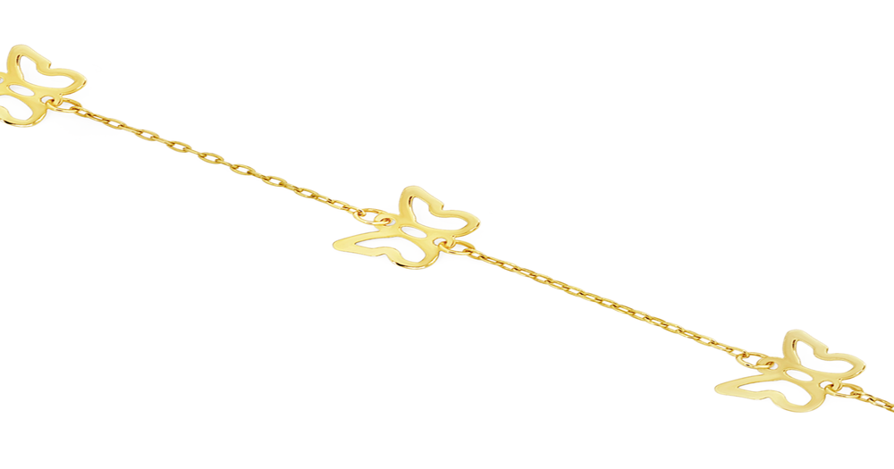 9ct Gold 14cm Triple Butterflies Bracelet | Goldmark (AU)