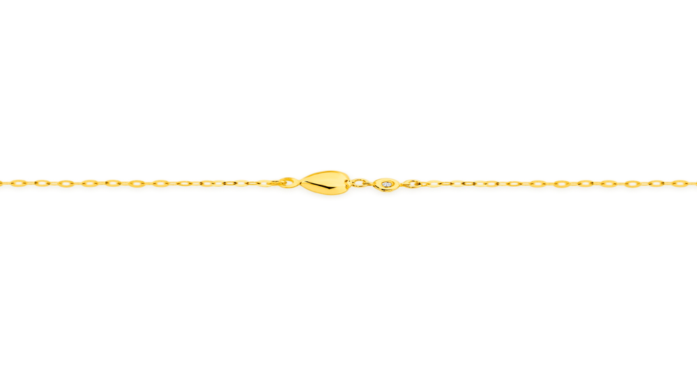 9ct Gold 17cm Diamond Set Heart Trace Bracelet | Goldmark (AU)