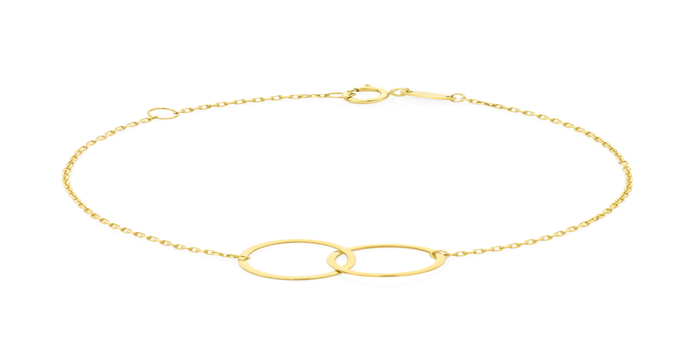 9ct Gold 19cm Interlocking Rings Trace Bracelet | Goldmark (AU)