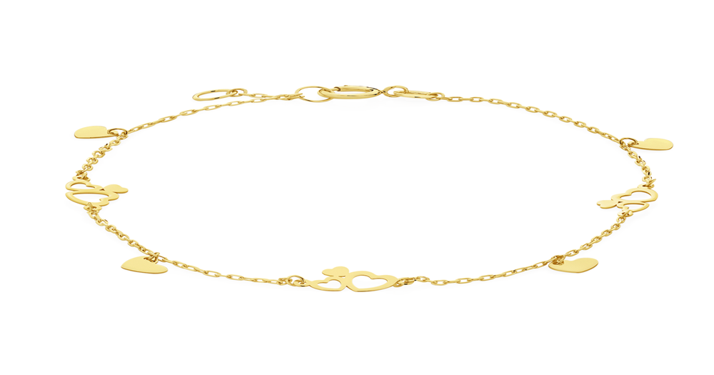 9ct Gold 19cm Multi Hearts Trace Bracelet | Goldmark (AU)
