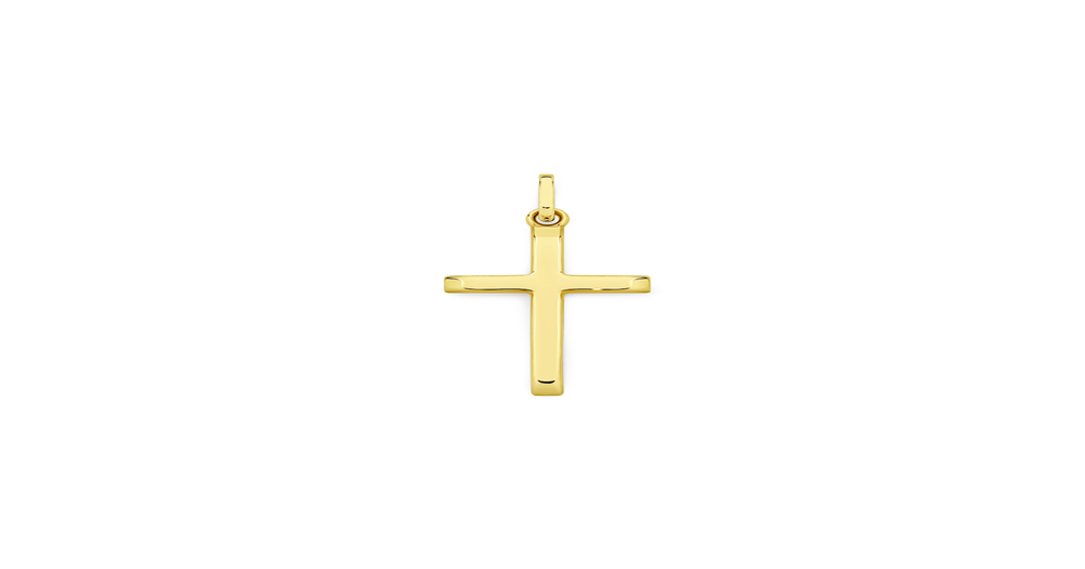 9ct Gold 20mm Slanted Edges Cross Pendant | Goldmark (AU)
