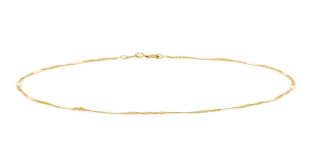9ct Gold 25cm Solid Singapore Anklet | Goldmark (AU)