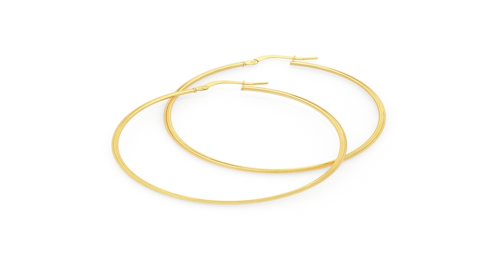 9ct Gold 3x40mm Half Round Hoop Earrings | Goldmark (AU)