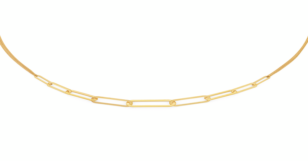 9ct Gold 45cm Paperclip Links With Double Trace Necklet | Goldmark (AU)