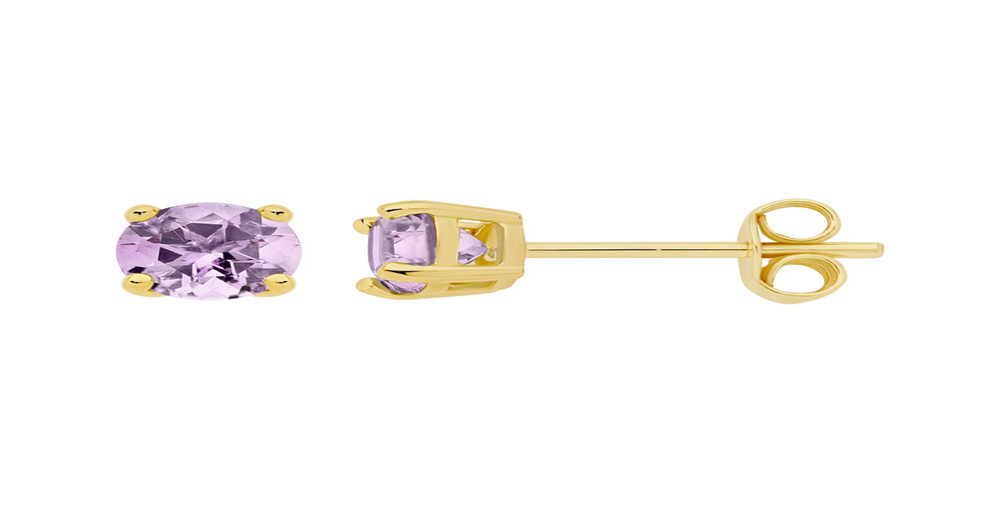 9ct Gold 4mm Amethyst Round Brilliant Cut Stud Earrings in Purple ...