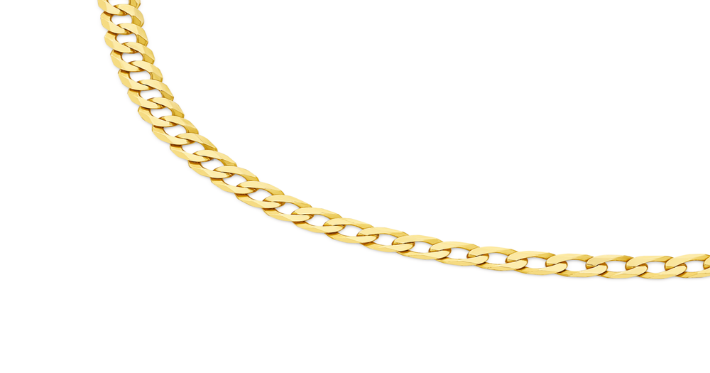 9ct Gold 55cm Solid Bevelled Curb Chain | Goldmark (AU)