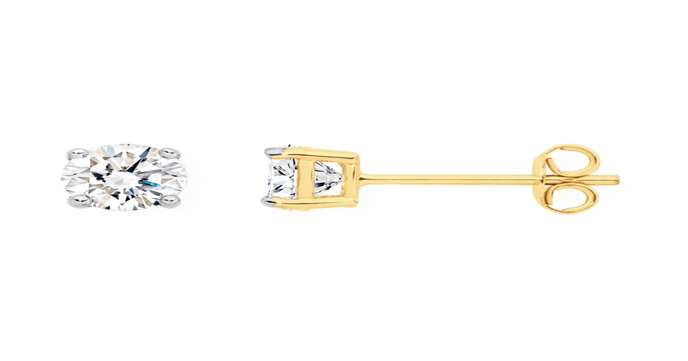 9ct Gold 5mm Cubic Zirconia Stud Earrings in Clear | Goldmark (AU)