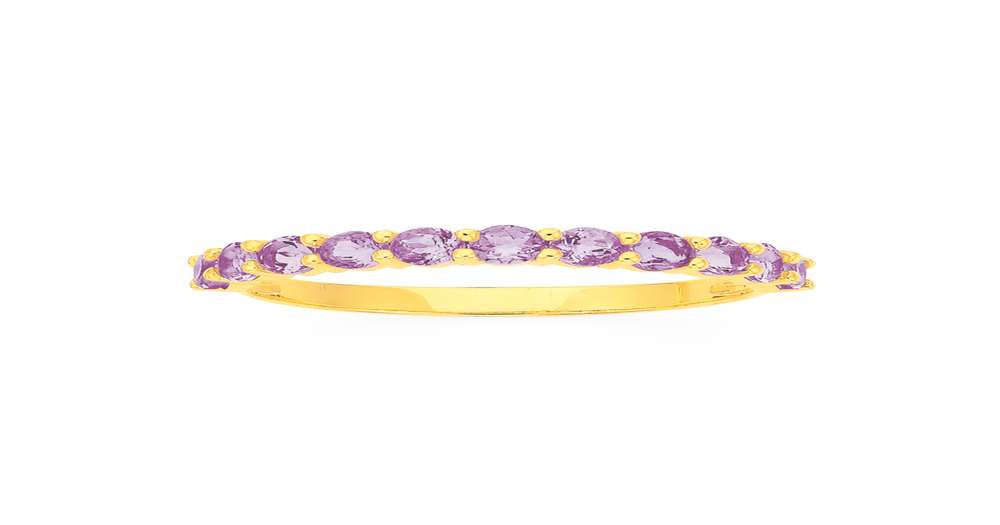 9ct Gold Amethyst Claw Set Band in Purple | Goldmark (AU)