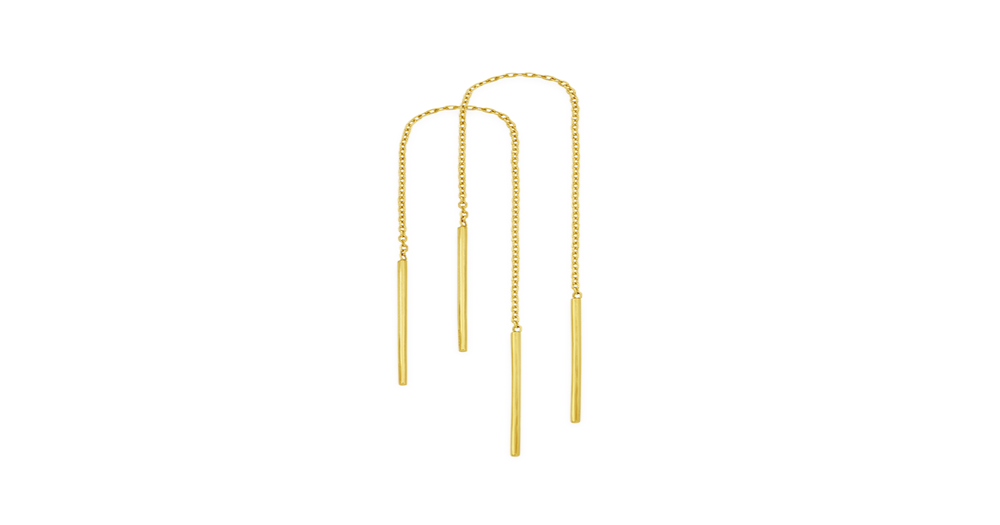 9ct Gold Bar Thread Through Drop Earrings | Goldmark (AU)