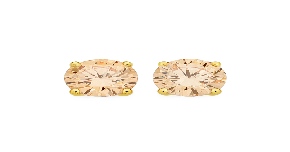 9ct Gold Champagne Cubic Zirconia Stud Earrings in Gold | Goldmark (AU)