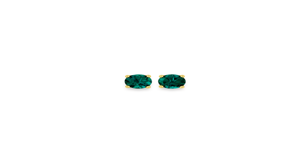 9ct Gold Created Emerald Studs in Green | Goldmark (AU)