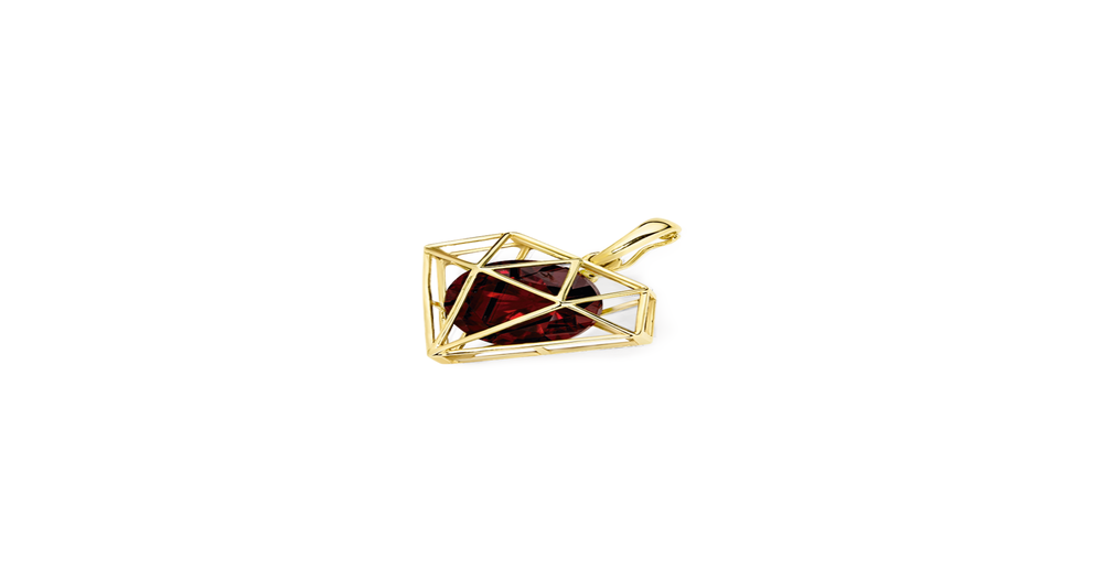 9ct Gold Created Ruby Geo Shape Pendant in Red | Goldmark (AU)