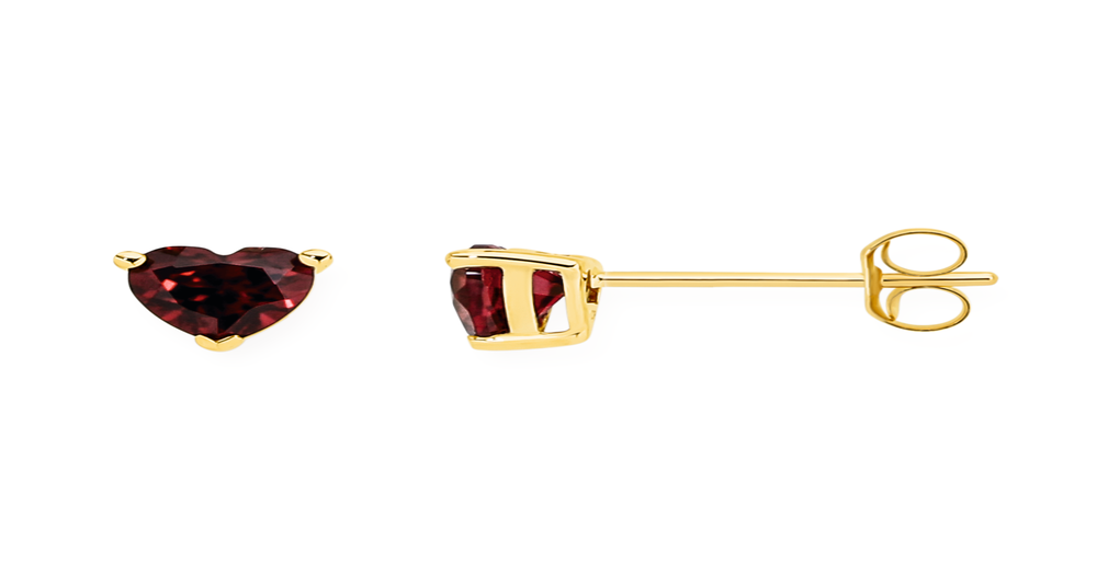 9ct Gold Created Ruby Heart Stud Earrings in Red | Goldmark (AU)