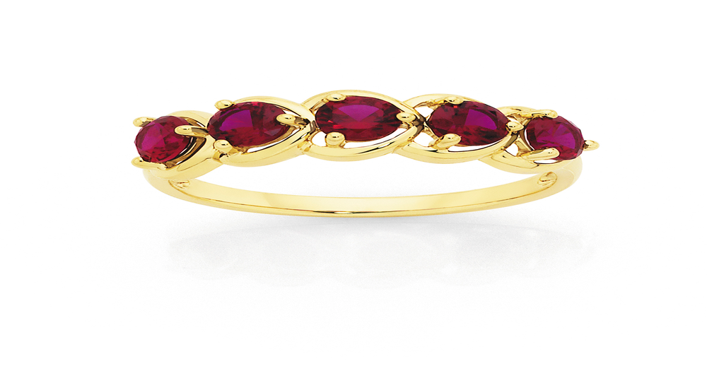 9ct Gold Created Ruby Ring in Red | Goldmark (AU)