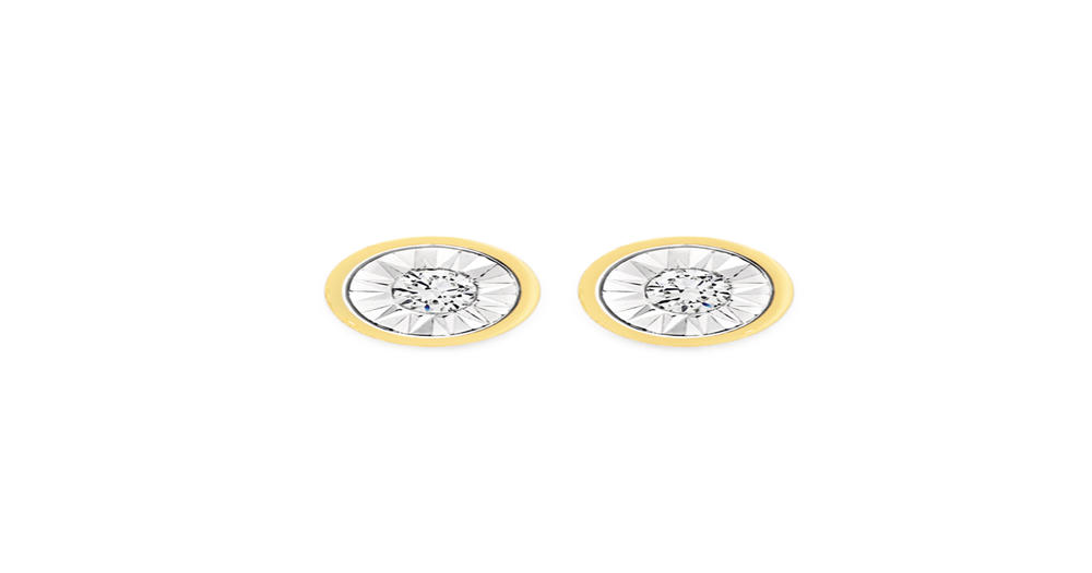 9ct Gold Diamond Bezel Stud Earrings | Goldmark (AU)