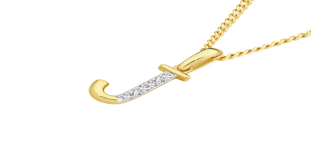 9ct Gold Diamond Block Initial J Pendant | Goldmark (AU)