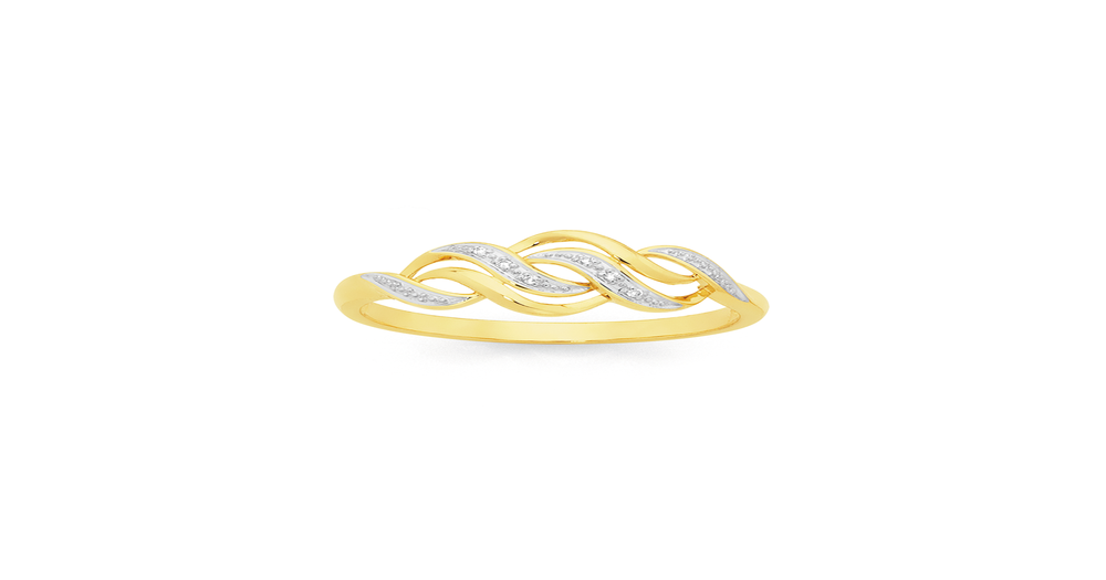 9ct Gold Diamond Braid Ring | Goldmark (AU)