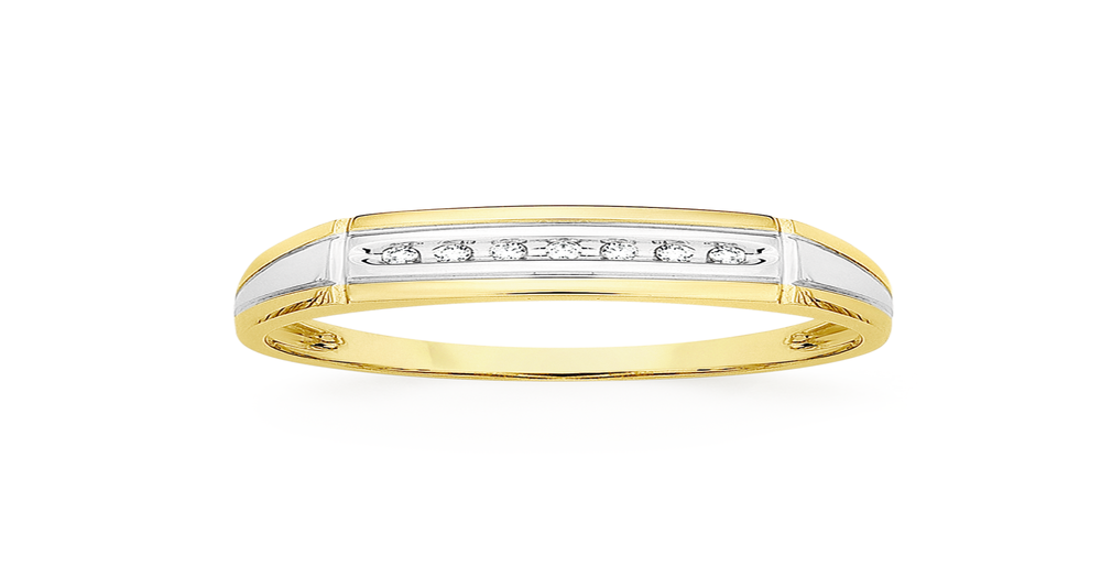 9ct Gold Diamond Channel Set Flat Top Gents Ring | Goldmark (AU)