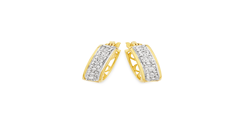9ct Gold Diamond Claw Set Hoop Earrings | Goldmark (AU)