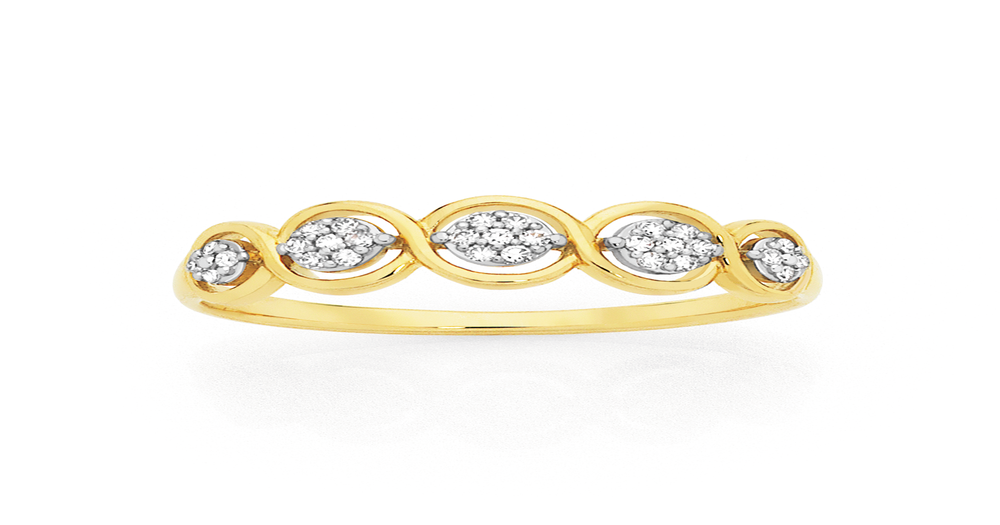9ct Gold Diamond Cluster Twist Ring | Goldmark (AU)