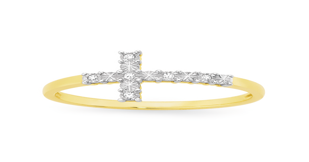 9ct Gold Diamond Cross Ring | Goldmark (AU)