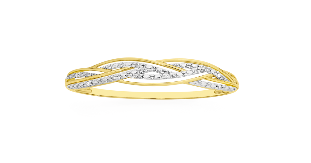 9ct Gold Diamond Double Braid Ring | Goldmark (AU)
