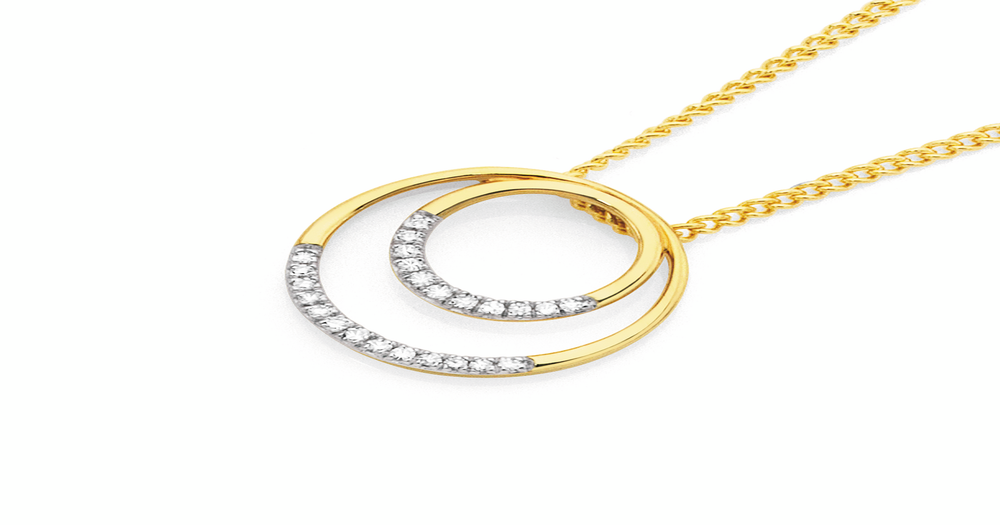 9ct Gold Diamond Double Circle Pendant | Goldmark (AU)