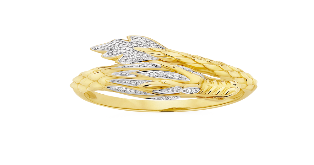 9ct Gold Diamond Dragon Ring | Goldmark (AU)