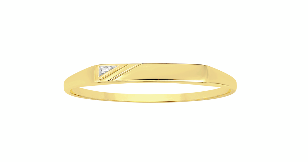 9ct Gold Diamond Gents Signet Ring | Goldmark (AU)