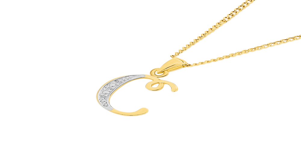 9ct Gold Diamond Initial C Pendant | Goldmark (AU)