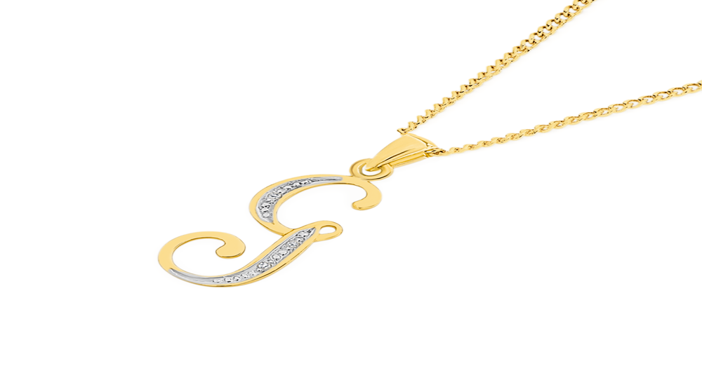 9ct Gold Diamond Initial G Pendant | Goldmark (AU)
