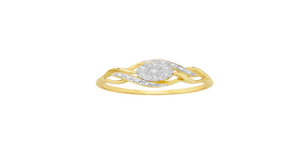 9ct Gold Diamond Interlock Cluster Ring | Goldmark (AU)