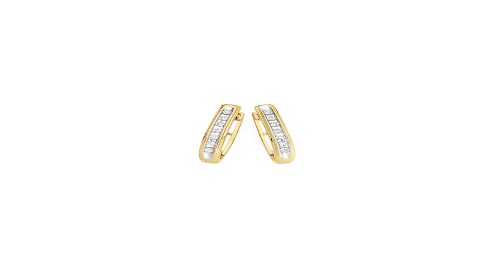 9ct Gold Diamond Nick Set Huggie Earrings | Goldmark (AU)