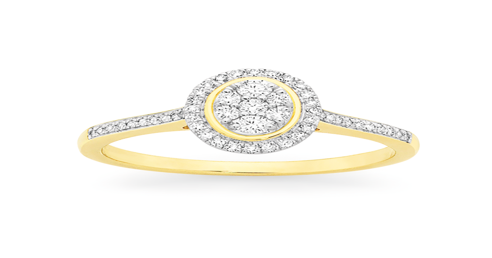 9ct Gold Diamond Oval Cluster Ring | Goldmark (AU)