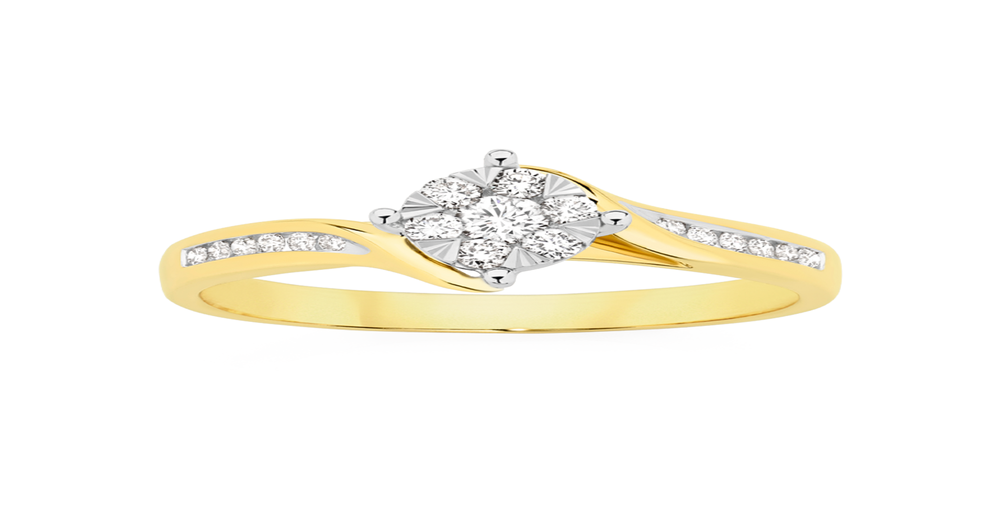 9ct Gold Diamond Round Cluster Ring | Goldmark (AU)