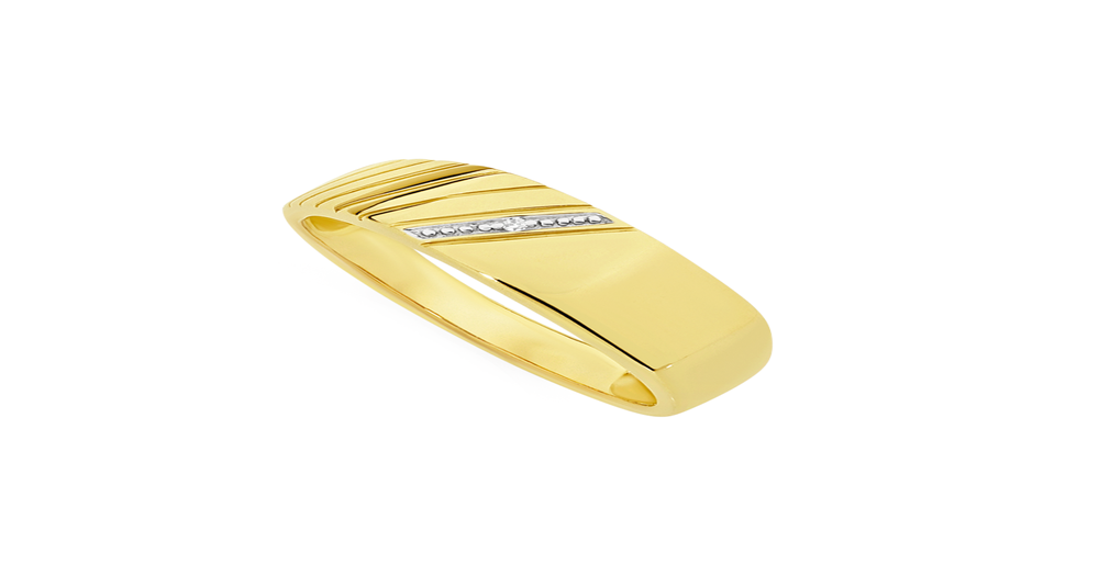 9ct Gold Diamond Set Gents Ring | Goldmark (AU)