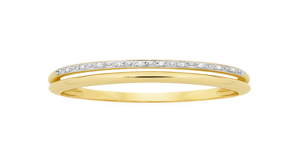 9ct Gold Diamond Two Row Split Dress Band | Goldmark (AU)