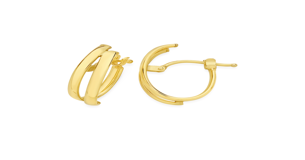 9ct Gold Double Bar Hoop Earrings | Goldmark (AU)