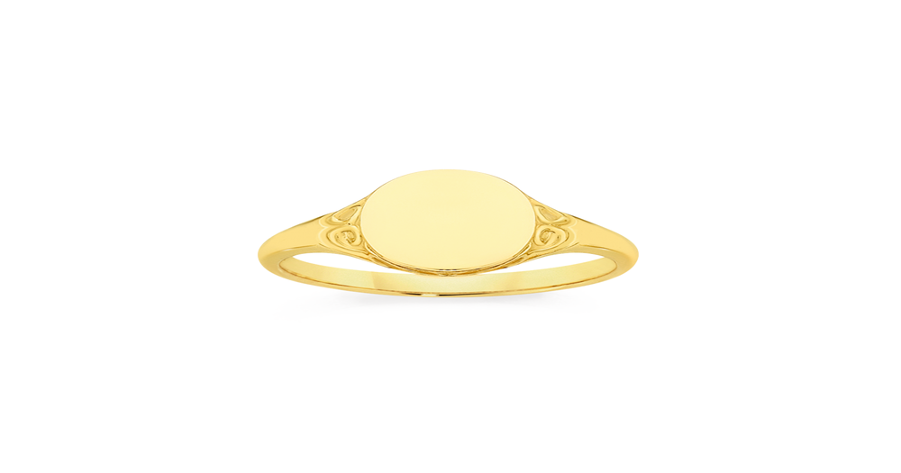 9ct Gold Filigree Oval Signet Ring | Goldmark (AU)