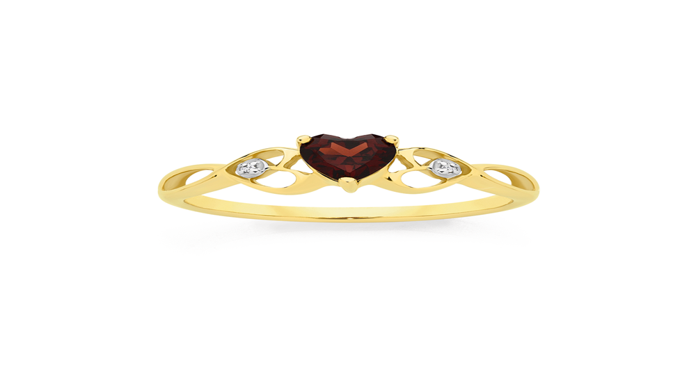 9ct Gold Garnet & Diamond Ring in Red | Goldmark (AU)