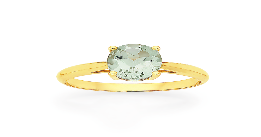 9ct Gold Green Amethyst Oval Ring in Green | Goldmark (AU)
