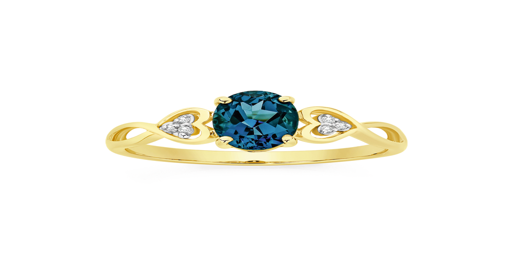 9ct Gold London Blue Topaz & Diamond Ring in Blue | Goldmark (AU)