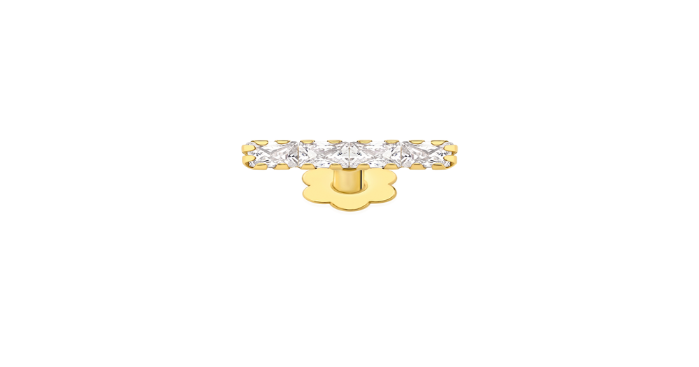 9ct Gold Multi-square Cubic Zirconia Bar Flat Back Labret | Goldmark (AU)