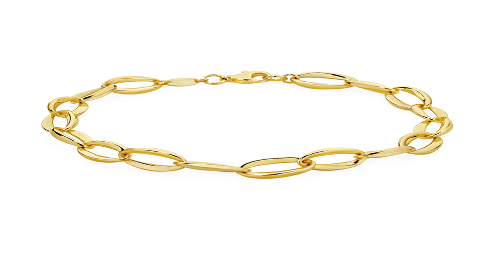 9ct Gold On Silver 19cm Concave Oval Link Bracelet | Goldmark (AU)