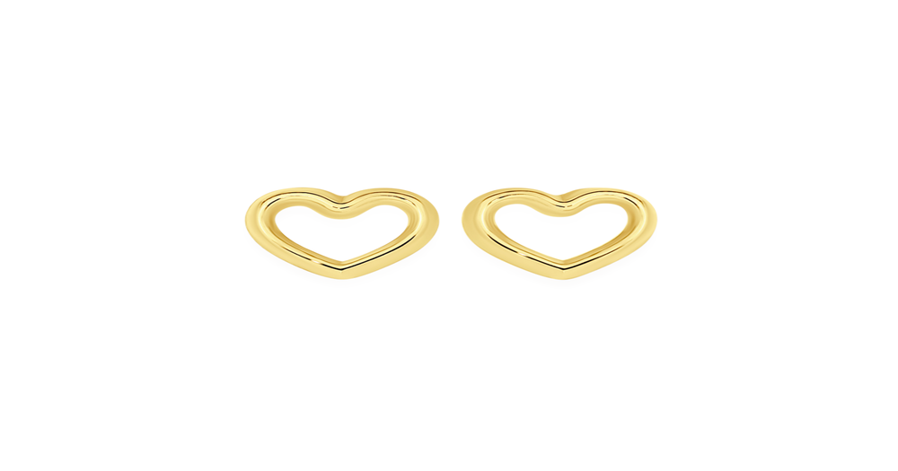 9ct Gold Open Heart Stud Earrings | Goldmark (AU)