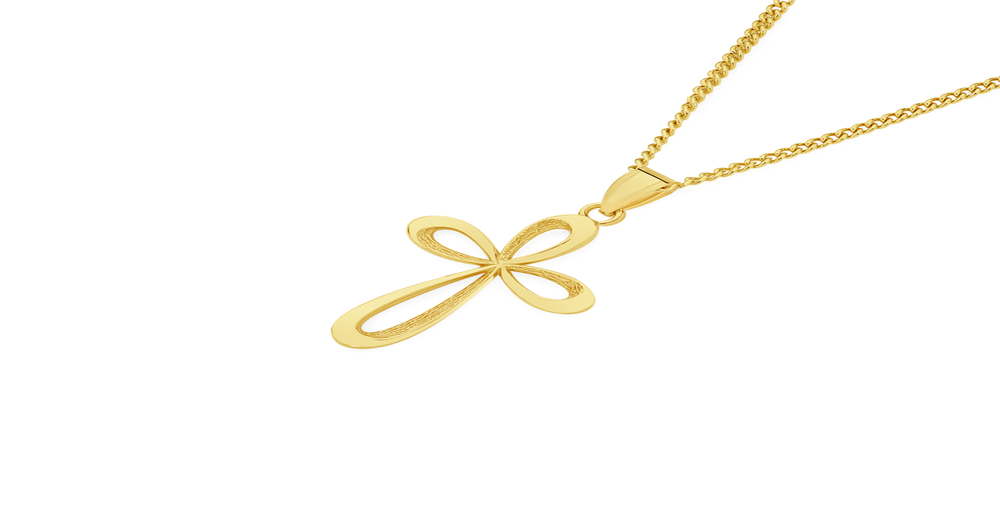 9ct Gold Ribbon Cross Pendant | Goldmark (AU)