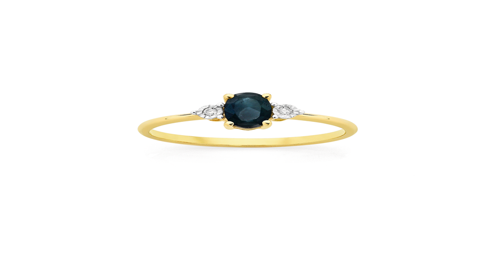 9ct Gold Sapphire & Diamond Ring in Black | Goldmark (AU)